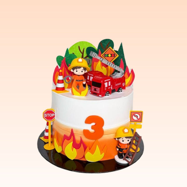 Halal-Certified Fire Rescue Mission Cake - Piece Of Cake