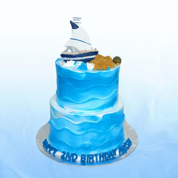 Halal-Certified Two-Tier Ocean Wave Cake - Piece Of Cake