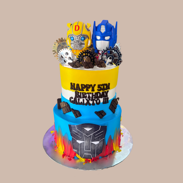 Halal-Certified Two-Tier Autobots Roll Out Cake - Piece Of Cake
