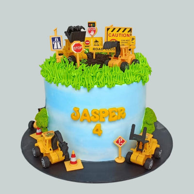 Halal-Certified Construction Theme Cake with Excavator - Piece Of Cake