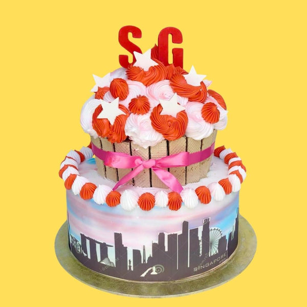 Halal-Certified Two-Tier SG City Scape Cake - Piece Of Cake