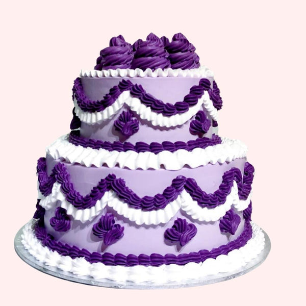 Halal-Certified Two-Tier Lavender Stage Cake - Piece Of Cake
