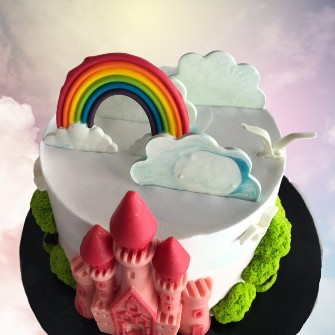 Halal-Certified Rainbow Castle Cake - Piece Of Cake